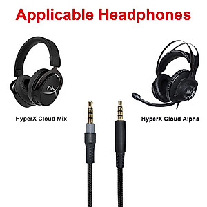 Sqrgreat Replacement Audio Cable Extension Cord Wire Compatible with Hyperx Cloud Alpha, Hyperx Cloud Mix, Hyperx Cloud Stinger Gaming Headset, Volume Control Inline Mute (No Mic, 6.5Ft)