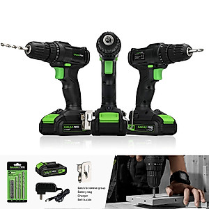 GALAX PRO 20V Cordless Drill Driver with Work Light, Max Torque 20N.m, 3/8 Inch Keyless Chuck, 19+1 Position, Single Speed 0-600RPM, 1.3Ah Battery and Charger Included