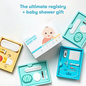Frida Baby Ultimate Baby Kit | Baby Essentials Gift Set Includes Wellness, Sick Day, Gas Relief Essentials, Grooming Tools & Teething Toys