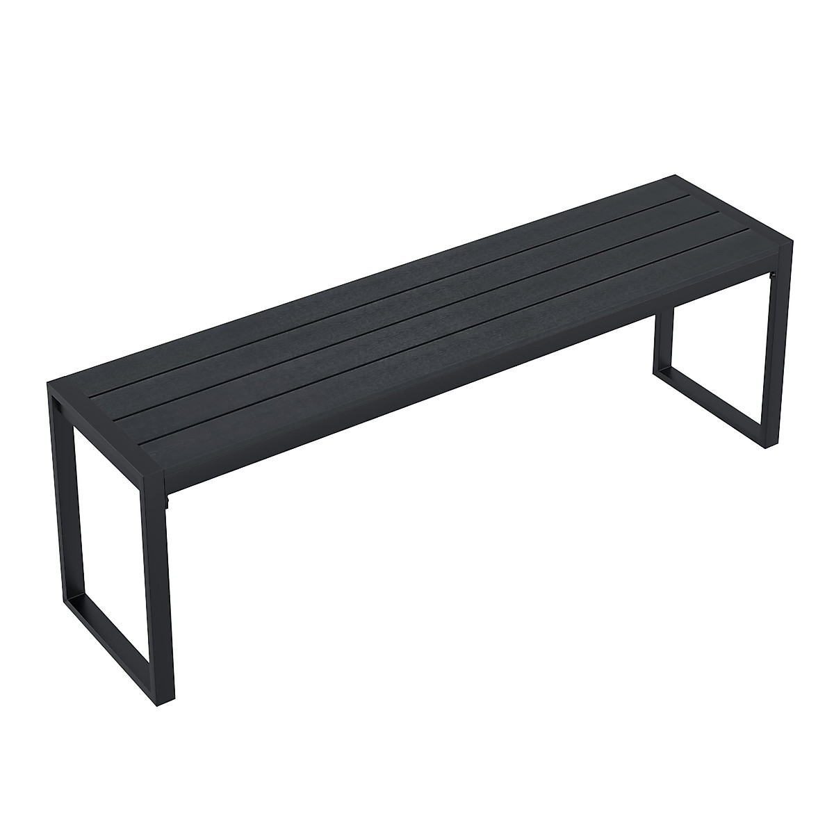 VICLLAX 3-Person Outdoor Bench 53" Long Garden Bench Metal Frame Backless Porch Patio Bench, Black