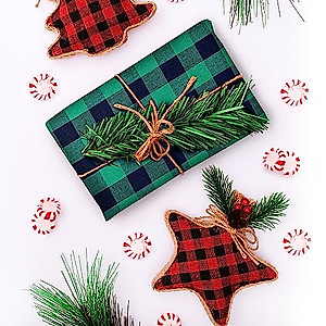 Caydo 10 Pcs Cotton Checkered Fabric Squares, 18 x 18 Inch Stripe Fat Quarters Checked Cloth Quilting Fabric Scraps for Christmas DIY Crafting Sewing Patchwork