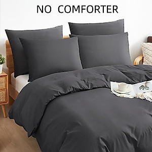 Sufdari Duvet Cover Queen Size, 3 Pieces Bedding Duvet Cover Sets, Ultra Soft and Breathable Comforter Cover Set with Zipper Closure & Corner Ties (Grey,90x90)