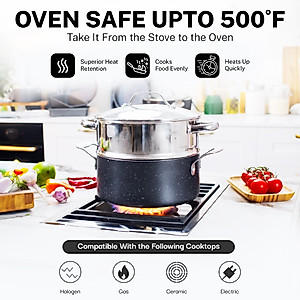 GRANITESTONE 20 Pc Kitchen Pots and Pans Set Non Stick Cookware Set, Kitchen Cookware Sets, Granite Nonstick Cookware Set, Diamond Coated Non Toxic Cookware Set, Oven & Dishwasher Safe - Black