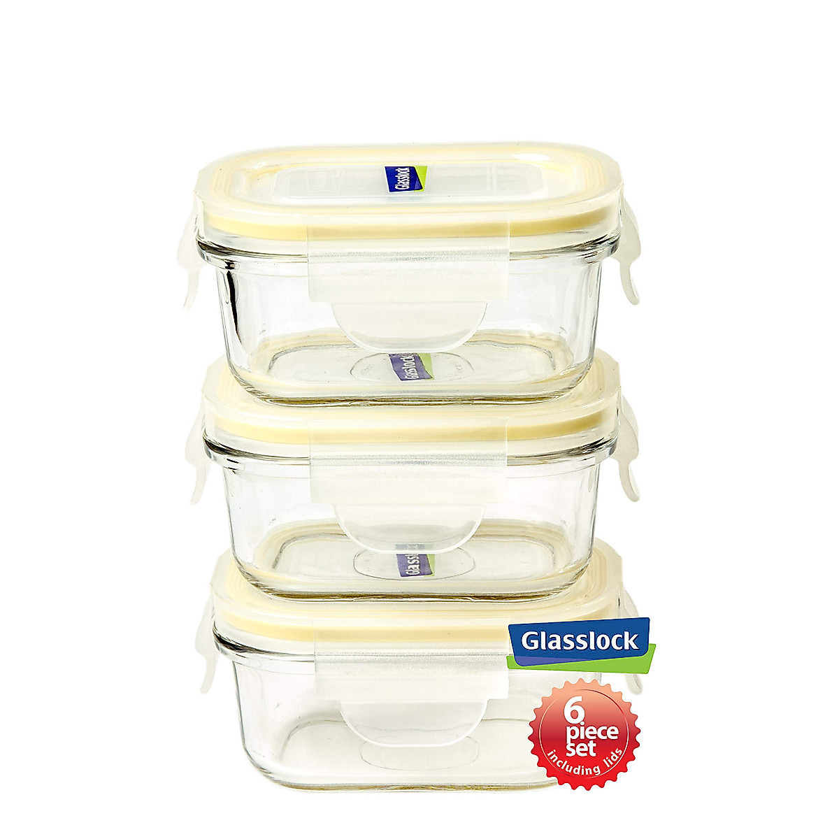 GLASSLOCK 6pcs Set Yum Yum Eco Friendly Airtight Spill Proof Baby Meal Food Storage Container 150ml, Safely Freeze Your Homemade Baby Food, Baby Shower Registry Gift Set