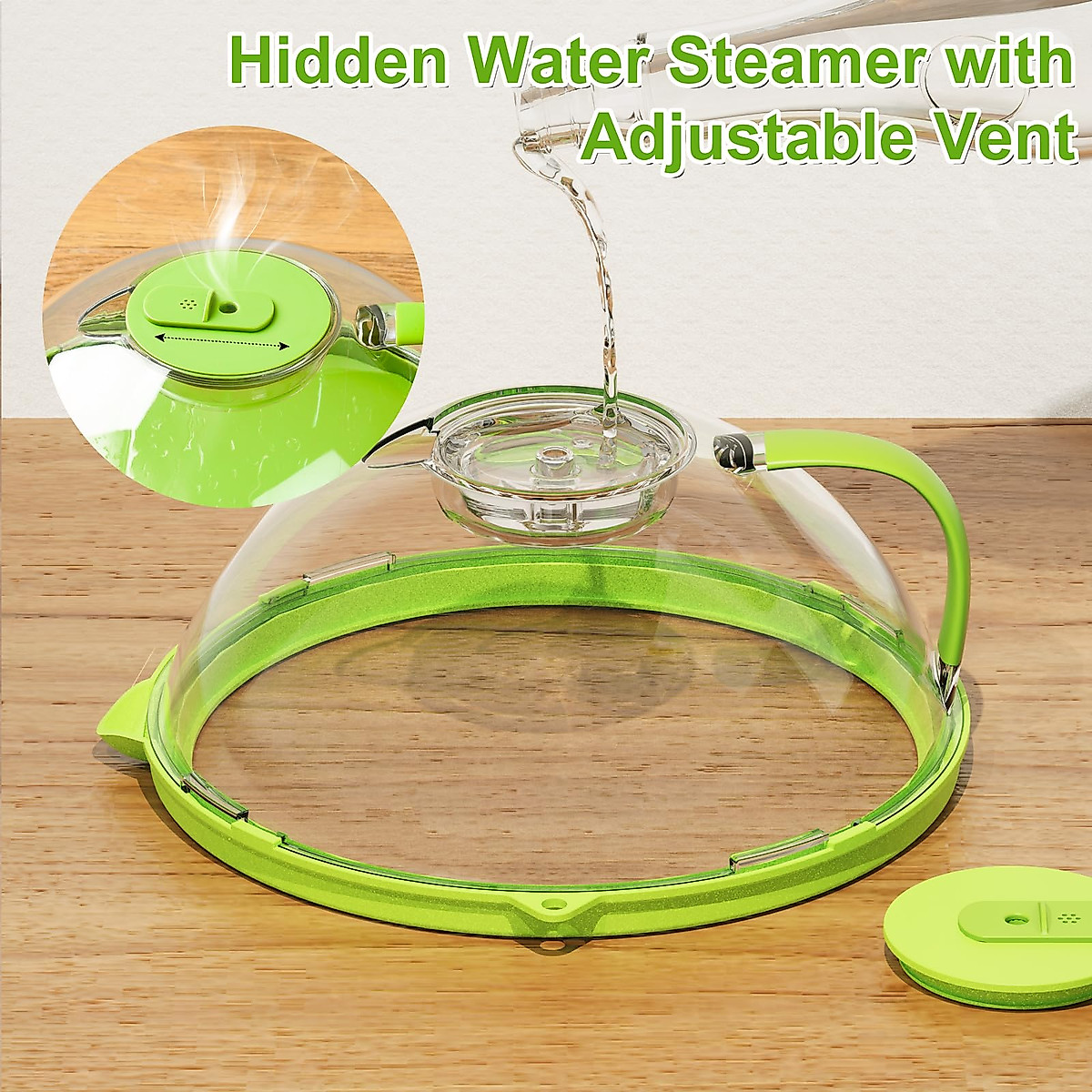 Upgraded Microwave Splatter Cover for Food,Clear Microwave Cover with Water Steamer,Adjustable Vented Splatter Guard,10" Plate Covers,Kitchen Essentials & Gadgets and Accessories