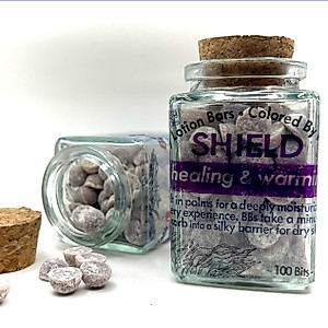 Cinnamon & Pepper lotion bars. Shield Butter Bits for dry skin. Single-serving hand cream. Organic. Vegan. Zero-waste (100 & Jar)