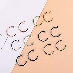 Doubyan Nose Rings Hoop 20 Gauge 8mm Nose Piercing Hoop Stainless Steel Surgical Steel Body Jewelry (20G-8mm, 9 Pcs - Black+Blue+Multicolor)