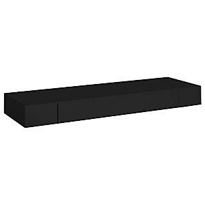 vidaXL Floating Wall Shelf with Drawer Home Bedroom Living Room Office Furniture Hanging Wall Storage Display Shelf Wall Rack Ledges Black 31.5"