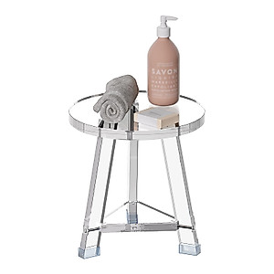 Sumerflos Acrylic Round Corner Shower Stool for Inside Shower - Clear Shower Bench for Shaving Legs Heavy Duty (Hold Up to 400lbs) Waterproof Non-Slip Easy Assemble Modern