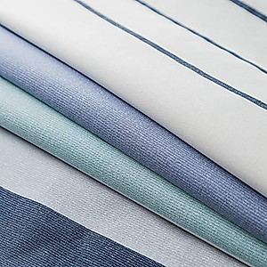 SUSYBAO Blue Striped Duvet Cover King 100% Cotton White Striped Duvet Cover 3 Pieces Set 1 Geometric Striped Duvet Cover with Zipper Ties 2 Pillowcases Luxury Soft Blue Striped Bedding Set Breathable