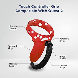 TNP Controller Grips for Oculus Quest 2 / Meta Quest 2 Knuckle Strap Black VR Touch Controller Hand Grip Cover Protector Sleeve with Anti-Throw Adjustable Straps