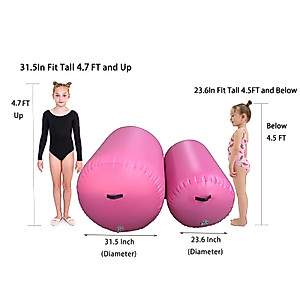 Inflatable Gymnastics Air Track Mat 10ft 13ft 16ft 20ft 4/8 Inch Thickness Tumbling Mat Tumble Track Air Barrel Gymnastics Roller with Electric Air Pump(40x31.5,pink)