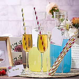 31 Pcs Mimosa Bar Kit Mimosa Bar Sign Banner Poster 4 Champagne Bottle Tags 4 Table Cards 20 Paper Straws 1 Marker 4 Ropes for Bridal Baby Shower Brunch Wedding Fiesta Bar Decor (Gold)