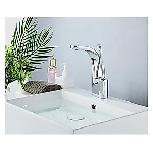 MIYANXI Bathroom Basin Sink Mixer Tap Deck Mount Gold Bath Faucet Black Hot Cold Soild Brass Crane,Kitchen Sink Faucet, Silver, WJ5501