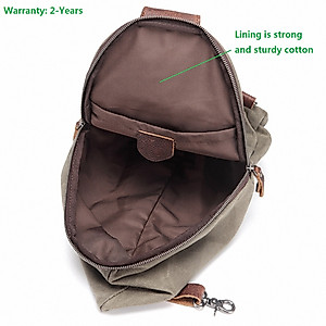 AOTIAN Unisex Sling Backpack Waxed Canvas Crossbody Bag 10 Liters, Army Green