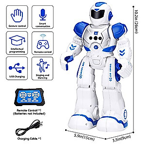 KingsDragon Robots Toy for Kids, RC Gesture Sensing Toy, Interactive Walking Singing Dancing Robot Birthday Gift Presents for Boys Girls Age 3 4 5 7 8 9 Years Old
