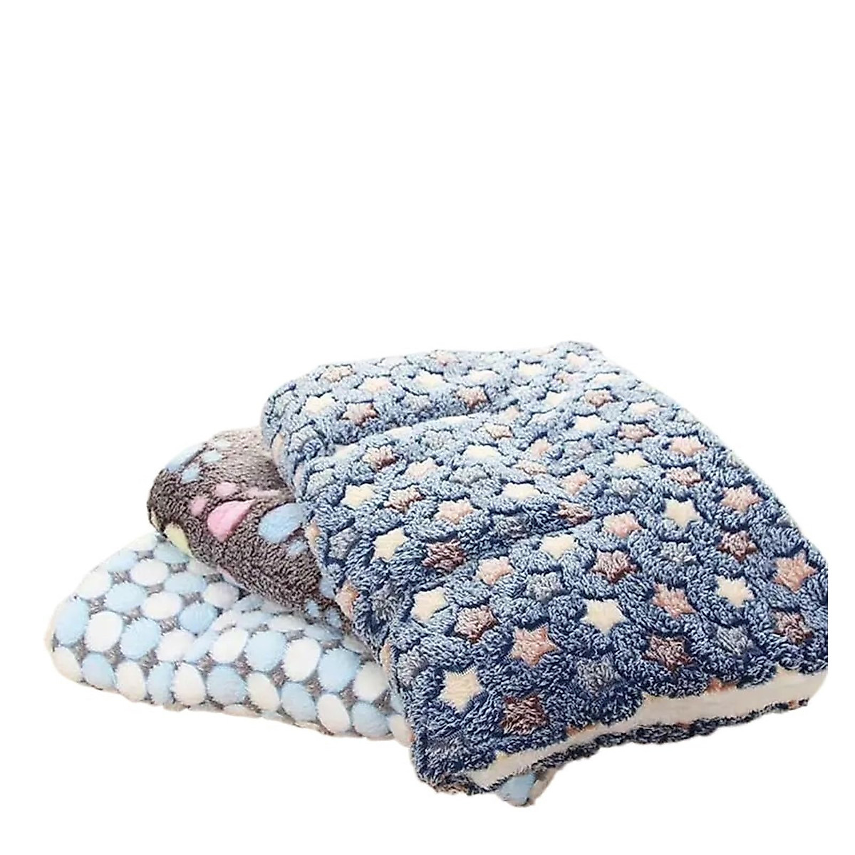 ITOMEN Pet Bed Pet Blanket Winter Thickened Soft Pet Fleece Pad Cat and Dog Pad Kennel Blanket Pet Bed Quilt Comfort (Color : Blue Star, Size : 32x25cm)