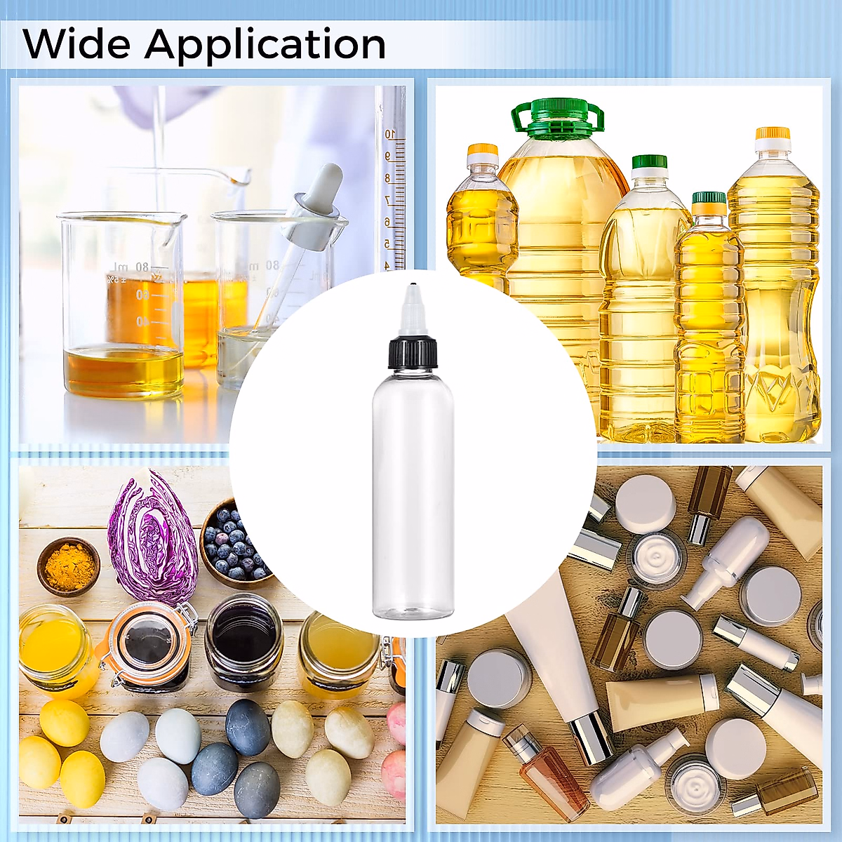 20PCS 8.5oz Clear Dispensing Bottles, Plastic Squeeze Bottles with Twist Top Caps for Oils Inks Liquids, Household Round Squeeze Bottles for Crafts Kitchen Food Making