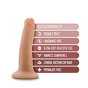 Blush Novelties Dr. Skin Plus - 5 Inch Realistic Posable Dildo - Suction Cup Base for Hands Free Play and Harness Compatible - Triple Density and Flexible Sex Toy for Him Her Couples