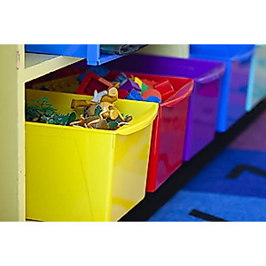 Storex Extra-Large Book Bin, Interlocking Plastic Organizer for Home, Office and Classroom, Teal, 6-Pack (71134U06C)