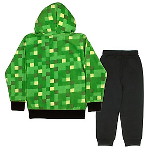 Minecraft Creeper Graphic 2-Piece Set - Boys Fleece Pullover Hoodie & Jogger Pants 2-Pack Bundle Set for Kids and Toddlers (Size 7, Green)