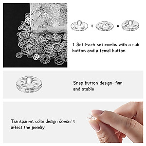150 Sets Plastic Snap Fasteners Buttons Invisible Sewing on Snap Buttons 7.5 mm 10 mm 15 mm Round Clear Press Button Transparent Sew-on Button with Storage Box for Shirts Clothing DIY Craft Baby Bibs