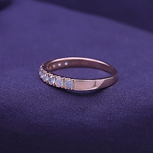 AFFY 3/4 Carat Round Cut Natural White Diamond Wedding Band Ring In 14K Rose Gold Over Sterling Silver (Clarity : I2-I3, Color : I-J, 0.75 Cttw) Ring Size-10