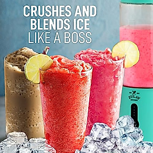Zulay Kitchen 18 oz Personal Blenders that Crush Ice - USB-C Rechargeable, Cordless Travel Blender - Portable Smoothie Blender On the Go, Frozen Fruits, & Veggies with 6 Sharp Blades (Aqua)