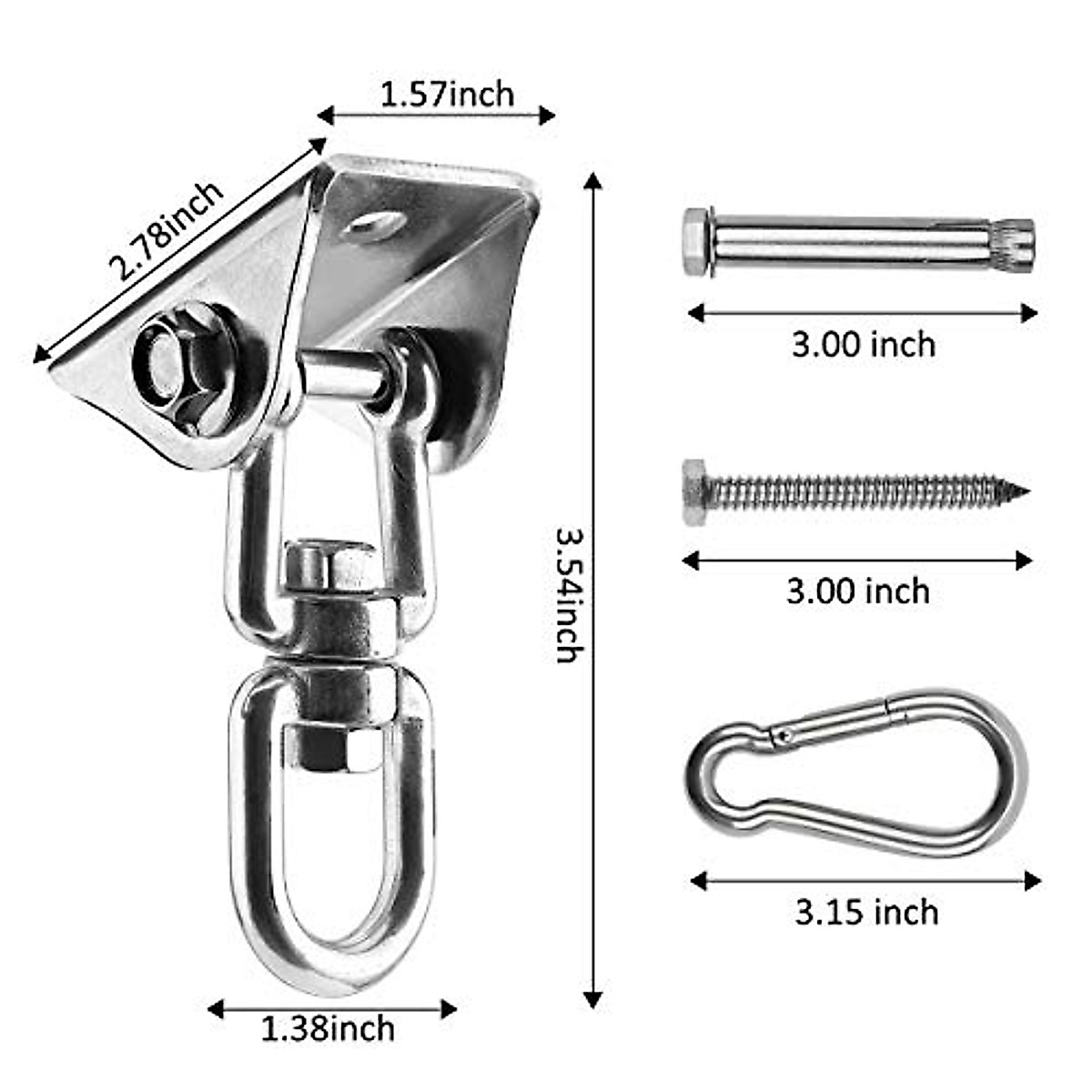 Velomill Hammock Hanging Kit, 1000 lb Capacity Heavy Duty 360° Rotate Swing Ultra Durable Hooks for Swing, Chair, Multiple Indoor Outdoor Gym