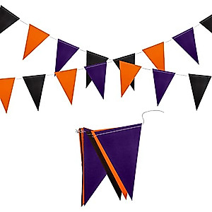YSSAI 40Ft Halloween Pennant Banner Black Orange Purple Paper Triangle Flags Halloween Party Decorations Halloween Bunting Garland for Halloween Outdoor Indoor Hanging Decor 104 Flags