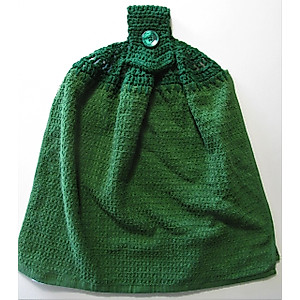 Dark Green Kitchen Towel - Double Thickness Best Quality Hanging Towel with Dark GreenTop