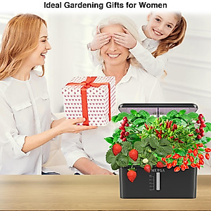 Indoor Garden Hydroponics Growing System - MUFGA 8 Pods Herb Garden Kit Indoor with LED Grow Light, Plants Germination Kit(No Seeds) with Pump System,Height Adjustable, Gift for Women, Black, Black