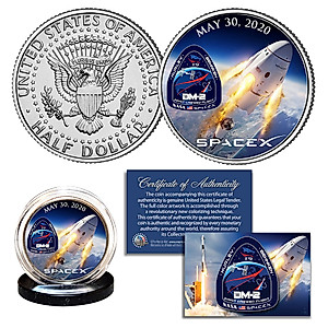 Merrick Mint Space X Falcon 9 Rocket Carrying First Ever Crew US JFK Kennedy Half Dollar Coin