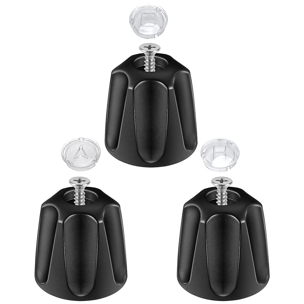 sousac 3 Set Shower Knob Replacement, Tub Faucet Handles Replacement Include Hot/Cold/Diverter, Bathtub Faucet Handles Compatible with Price Pfister Verve for Remodeling Trim (Black)