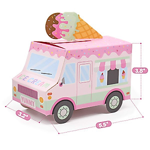 Ice Cream Party Favor Boxes Ice Cream Truck Shape Treat Boxes for Summer Goodie Candy Boxes Sprinkles Themed Baby Shower Kids Birthday Party Centerpieces Table Decor Supplies Set of 12