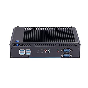 HUNSN Fanless Industrial PC, IPC, Mini Computer, Windows 11 Pro or Linux Ubuntu, Core I7 5500U 5600U, BH22, PXE, WOL Supported, Type-C, 2 x COM, 2 x LAN, VGA, 2 x HDMI, 16G RAM, 256G SSD, 1TB HDD
