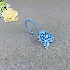 VORCOOL Convenient 18pcs Plastic Shower Curtain Hooks Rose Shape Decor Bath Drape Loop Clip Glide Rings Hangers (Green, Blue, Purple, White, Pink and Beige for Each 3pcs) Hook