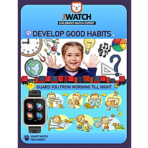 Jwatch Kids Smart Watch for Boys Girls 6-12 with Pedometer Audio Book Camera Music Player Present Birthday Christmas (Silver Frame Black)…