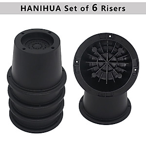 HANIHUA 6 Pack Furniture Risers Black Bed Risers 2 inch, Bed Lifts Risers for Sofa, Couch, Desk, Heavy Duty Bed Frame Risers Table Leg Extenders Supports Up to 1,300 Lbs