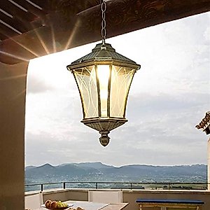 European Wall Light Traditional Aluminum Outdoor Chandelier Garden Villa Courtyard Hanging Light Adjustable Gazebo Home Aisle Corridor Balcony Pendant Lamp Garage Grape Rack Barn Hanging Chain Light