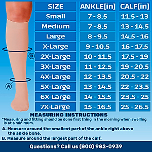 ABSOLUTE SUPPORT Womens Opaque Compression Stockings 20-30 mmHg Knee Hi for Airplain, Work, Running, Hiking, Sports, Workout, Nurse, Travel, Flight, Cooking Beige, X-Large