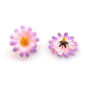 RLECS 100PCS 40mm Artificial Daisy Purple Silk Daisy Gerbera Flowers Head Sunflower for Party, Wedding, Art Hall, Office, Shop, Home, Garden Decoration