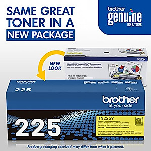 Brother Genuine High Yield Toner Cartridge, TN225Y, Replacement Yellow Toner, Page Yield Up To 2,200 Pages, Amazon Dash Replenishment Cartridge, TN225