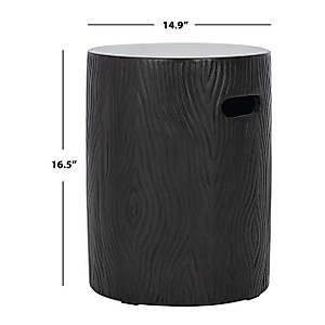 SAFAVIEH Outdoor Trunk Black Modern Concrete Round Accent Table