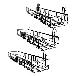 Prettyia 3 pieces Metal Wire Basket Rack Mountable Wire Organizer Storage Flower Pot Display Decor