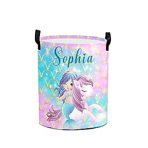 Custom Laundry Basket Name Pattern Laundry Basket Personalized Collapsible Laundry Hamper with Name Dirty Clothes Storage Basket with Handles (Multi37)