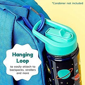 BOZ Kids Water Bottle for School with Straw Lid, Stainless Steel Insulated Water Bottle for Kids, Toddler Water Bottle, Leak Proof Water Bottle for Kids and Toddlers, 14 oz (414ml) (Space)