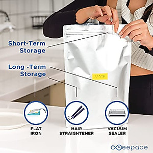 Seepace 100 Mylar Bags for Food Storage with Oxygen Absorbers 400cc(10 pack of 10) - 1 Gallon (30pcs) - 1 Quart (30pcs) - 1/2 Pint (40pcs) - 10 Mil Thick - 112 Labels - 10 Sealing Clips for Mylar Bags