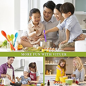 5PCS Silicone Serving Spoons Set, Vituer Heat Resistant Kitchen Spoons for Cooking, Mixing, Stirring and Serving, Dishwasher Safe (5 Pack, Multicolor)