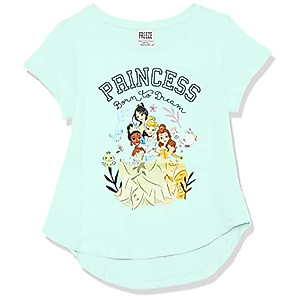 Disney Princess Girls T-Shirt-Cinderella, Belle, Tiana, Mint (G4-16), 7-8